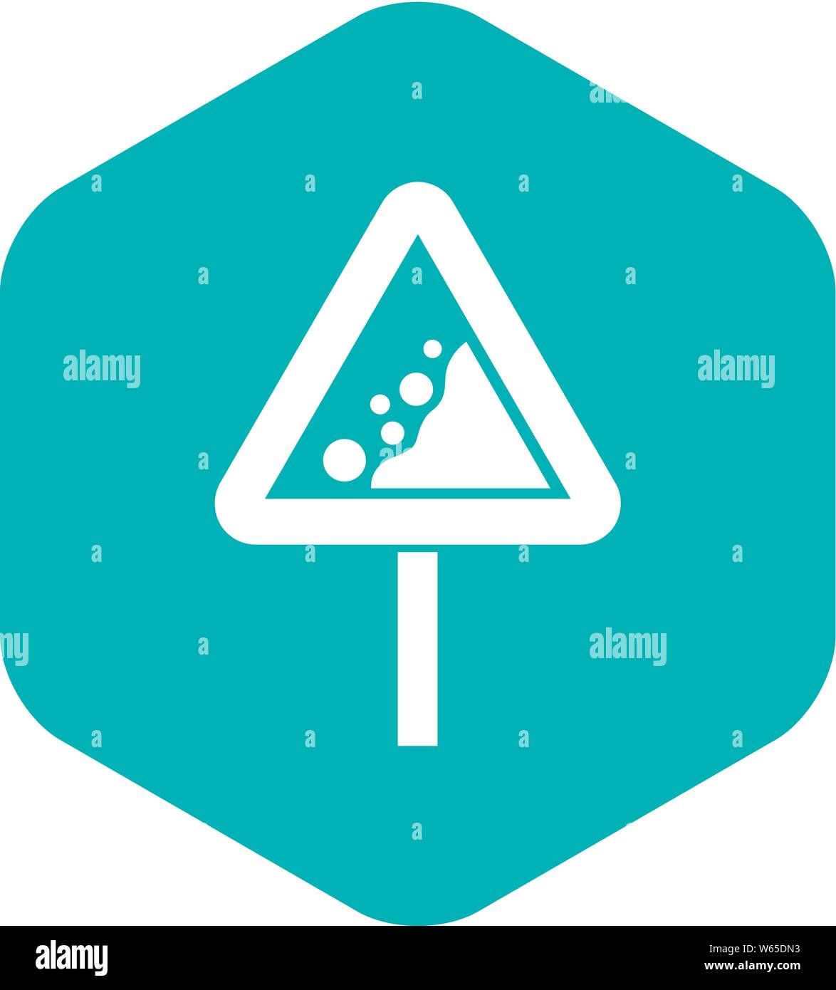Falling rocks warning traffic sign icon Stock Vector Image & Art - Alamy