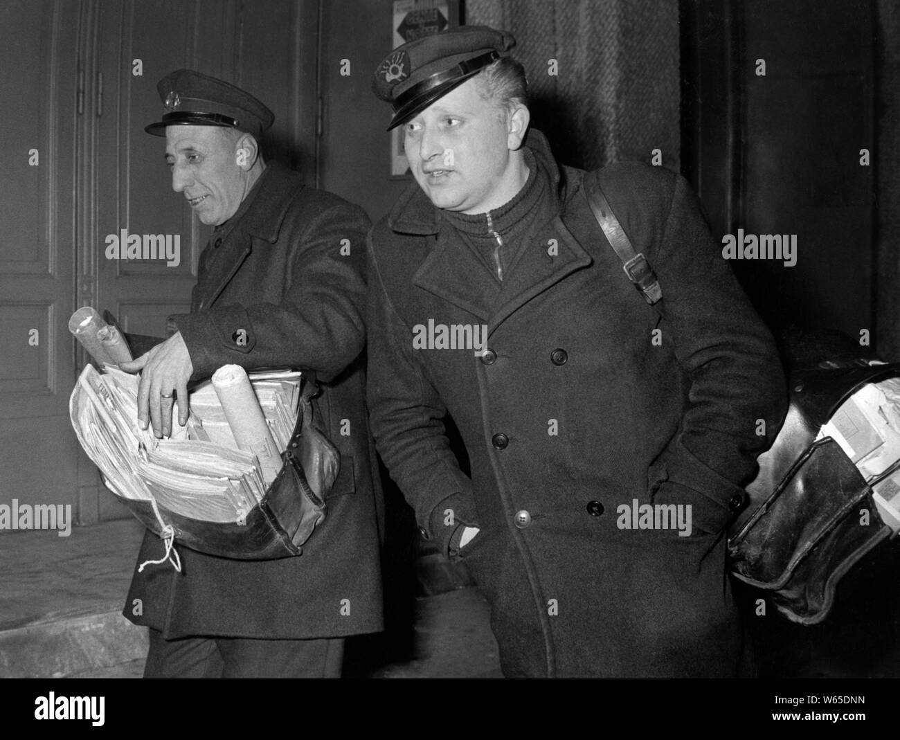 postmen are preparing for delivery, 1955 Stock Photo - Alamy