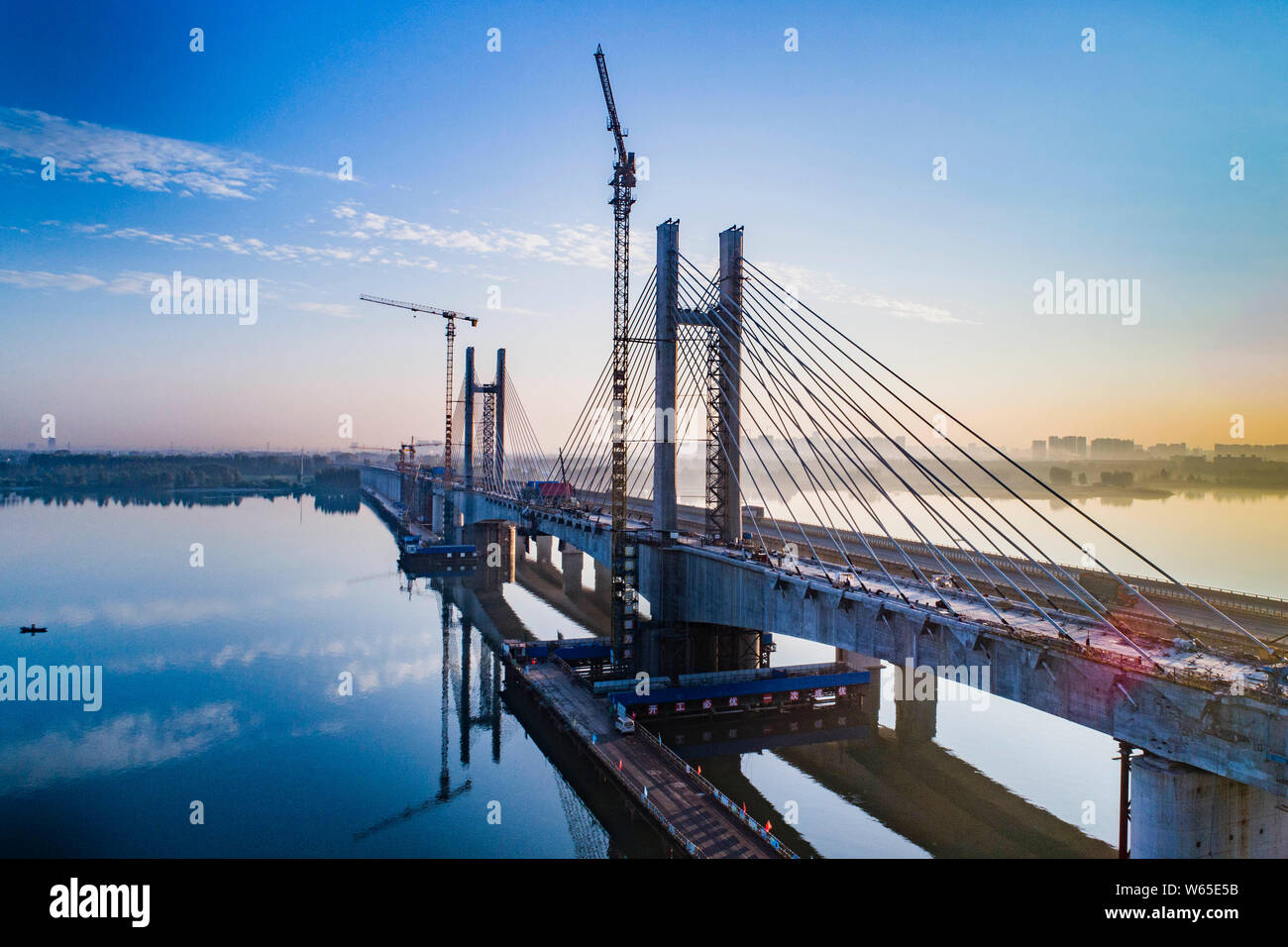 Aerial view of the Hanjiang Bridge of the Menghua Railway, Inner ...