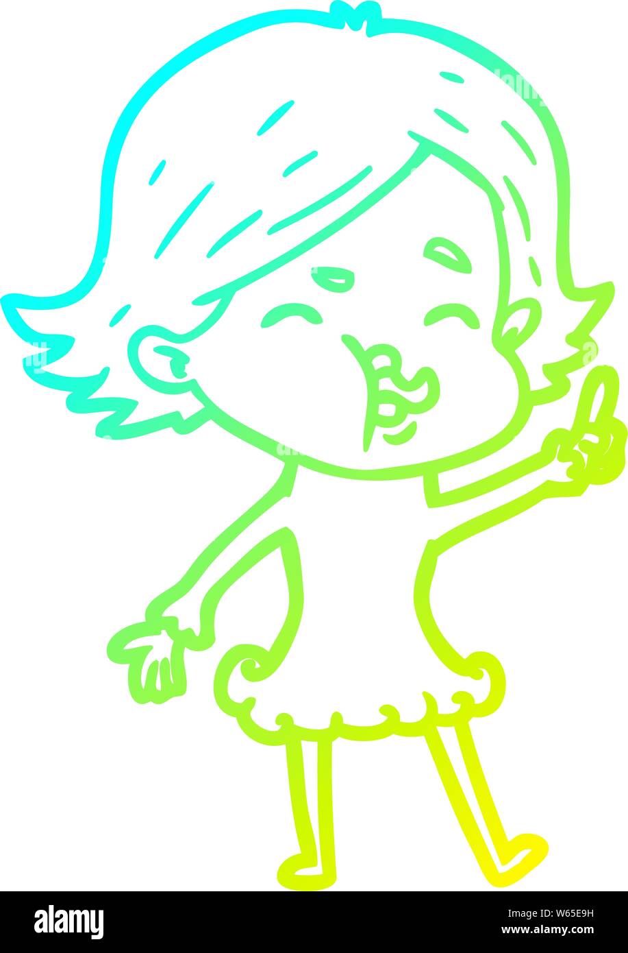 cold gradient line drawing of a cartoon girl pulling face Stock Vector ...