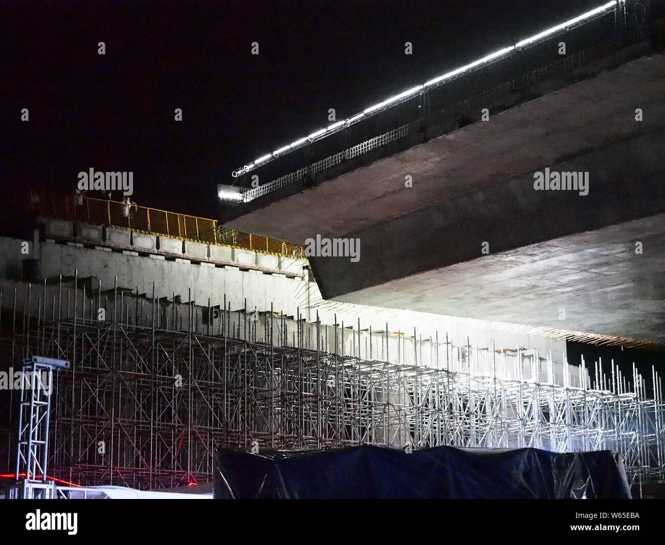 An 18,800-tonne box girder bridge is rotating 86.5 degrees ...