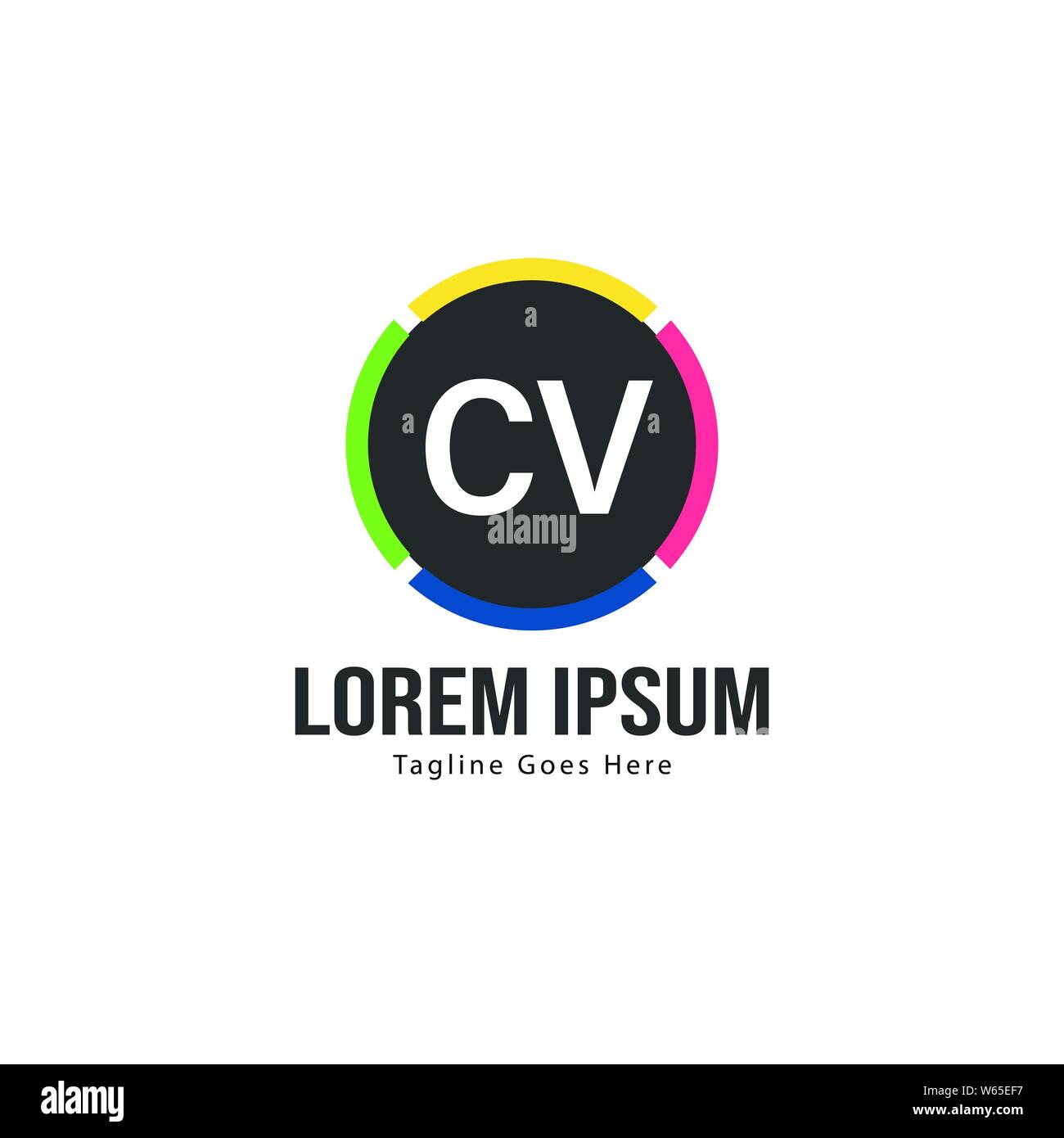 Initial CV logo template with modern frame. Minimalist CV letter logo ...