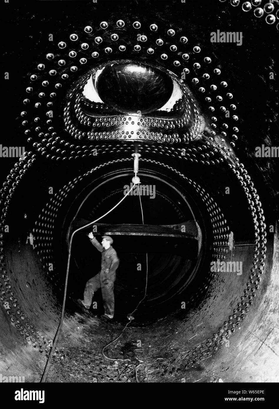 conduit of a dam, 1951 Stock Photo - Alamy