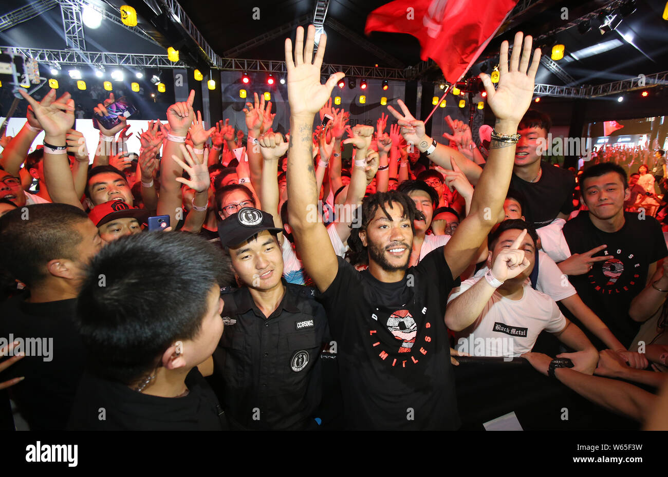 NBA star Derrick Rose of Minnesota Timberwolves attends a fan meeting ...