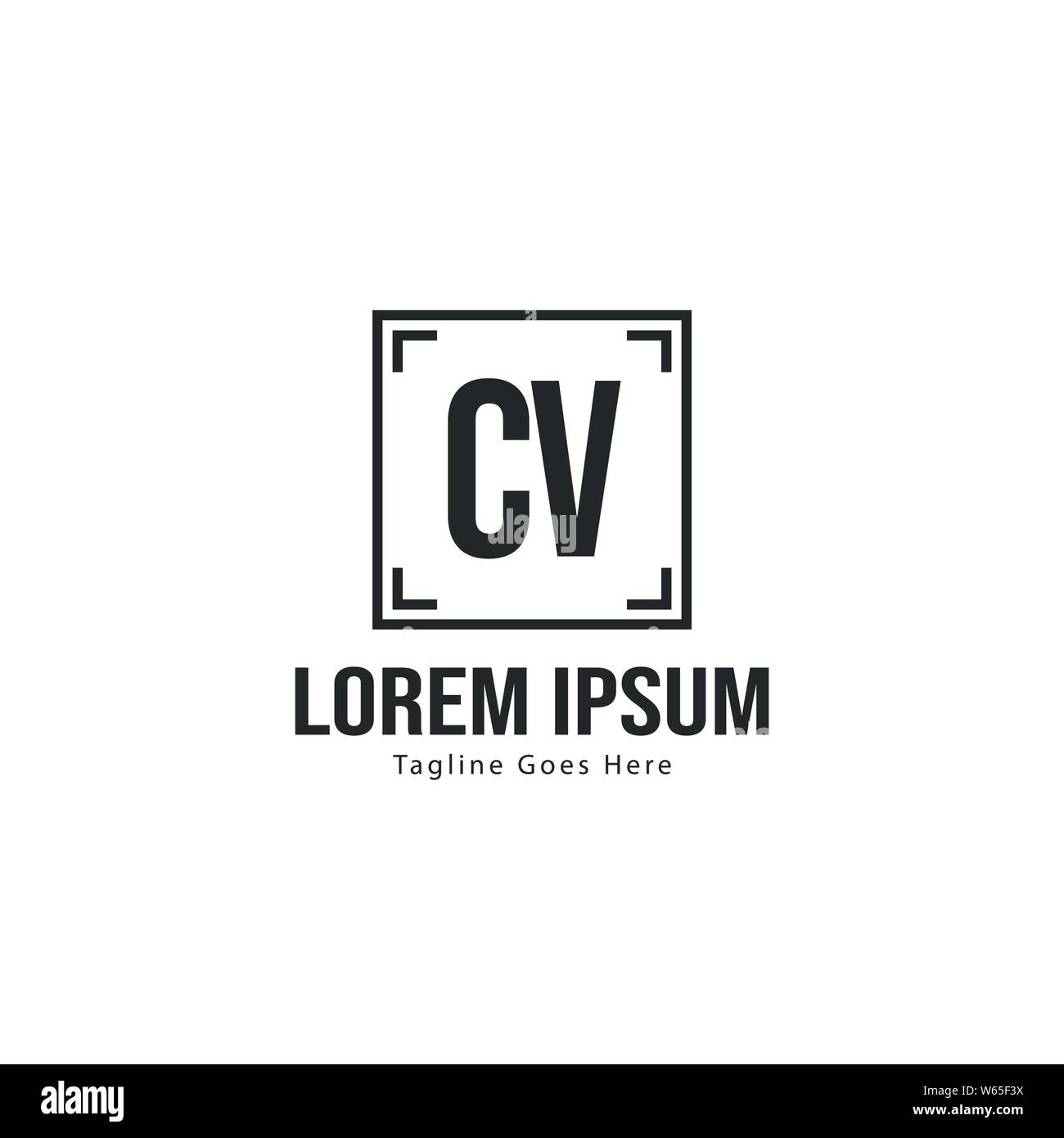 Initial CV logo template with modern frame. Minimalist CV letter logo ...