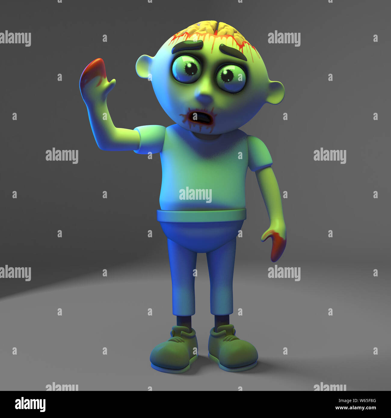 Friendly zombie monster waves hello, 3d illustration render Stock Photo ...