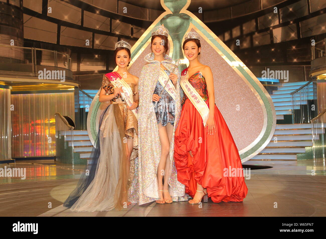 (From left) First runner-up Amber Tang, winner Hera Chan and second ...