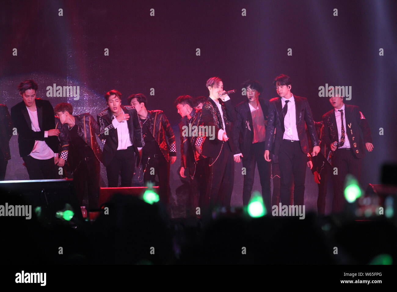 Members of South Korean boy band Got7 perform during Got7 2018 World ...