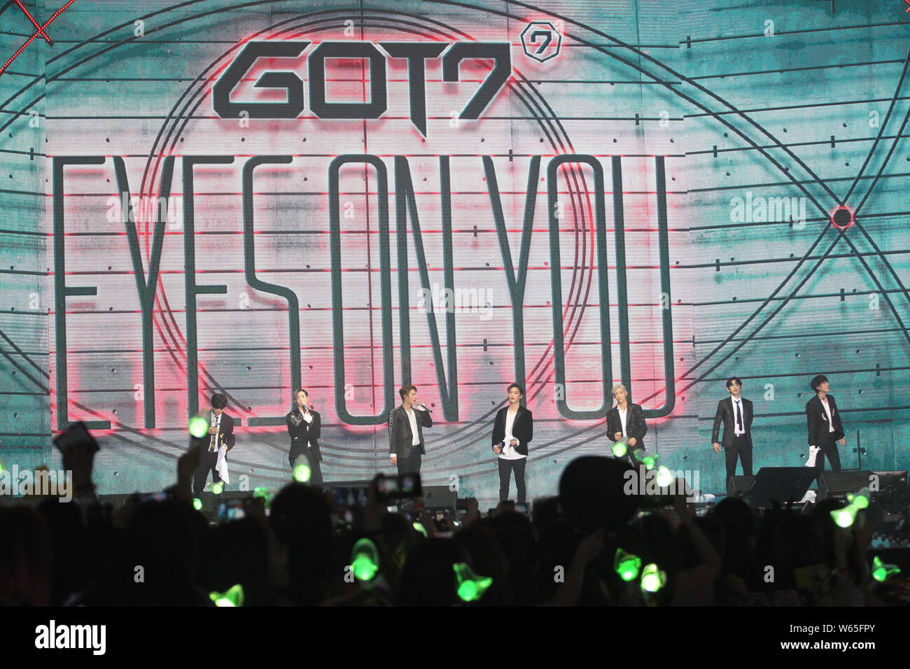Members of South Korean boy band Got7 perform during Got7 2018 World ...