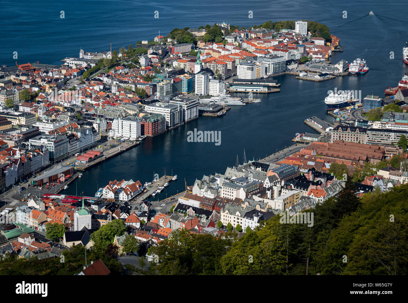 Aerial view of Bergen harbour, Norway Stock Photo - Alamy