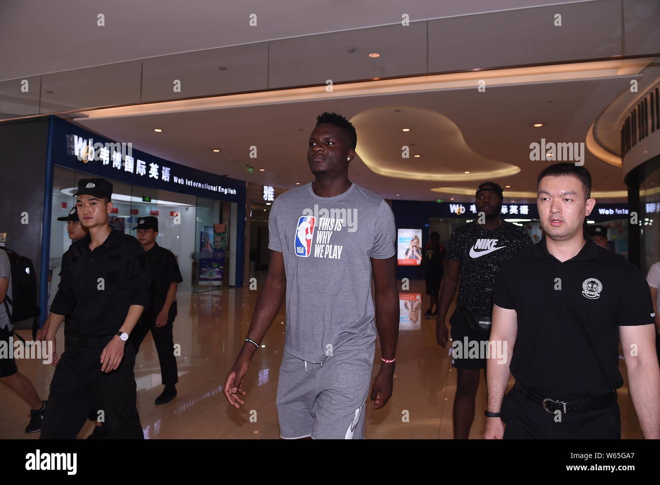 NBA star Clint Capela, center, of Houston Rockets is pictured at a ...