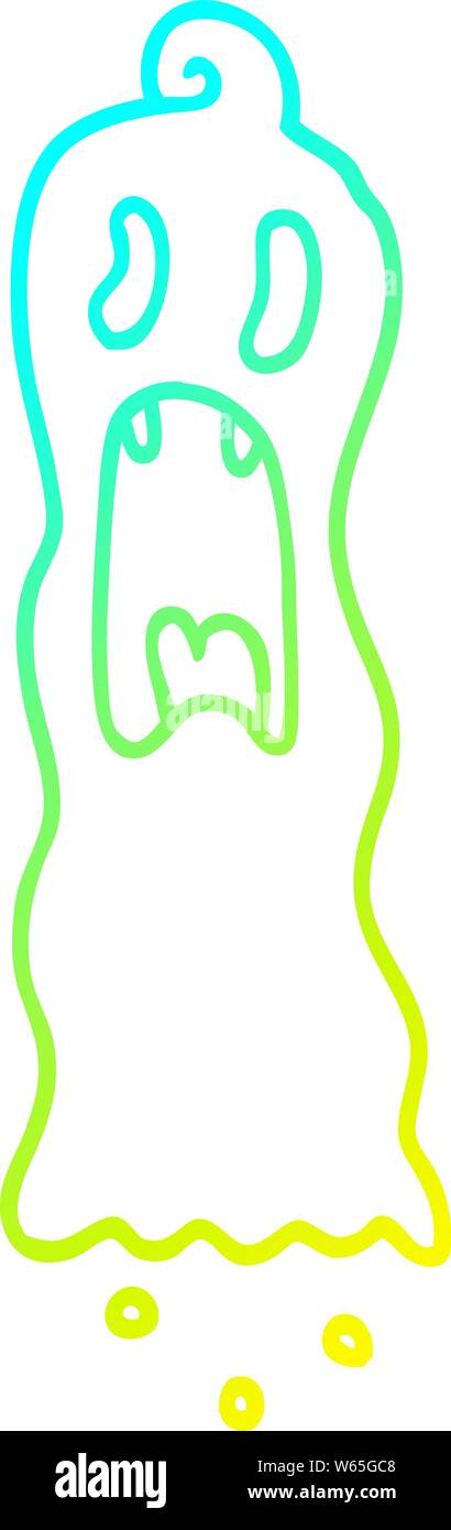 cold gradient line drawing of a cartoon spooky ghost Stock Vector Image ...