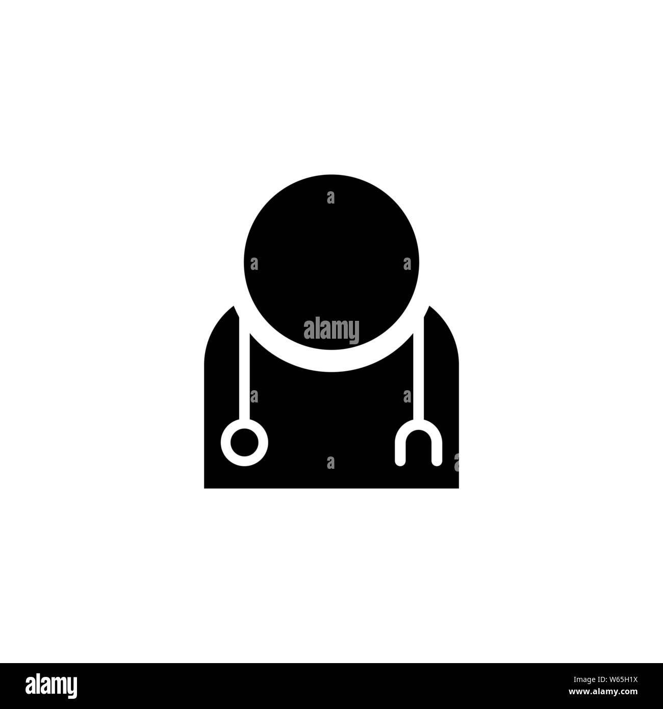 Medical Doctor, Physician with Stethoscope. Flat Vector Icon ...