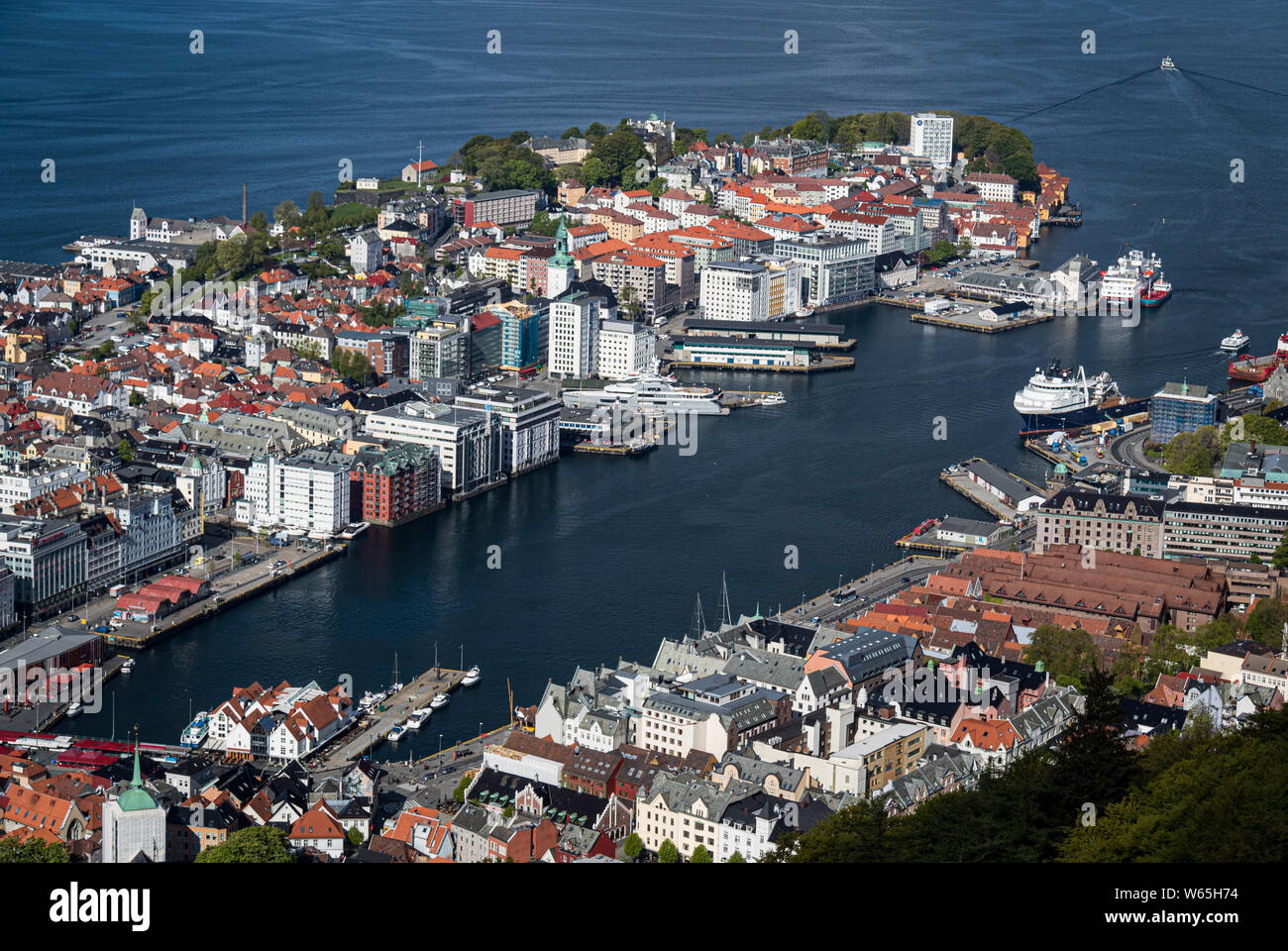 Aerial view of Bergen Harbour, Norway Stock Photo - Alamy