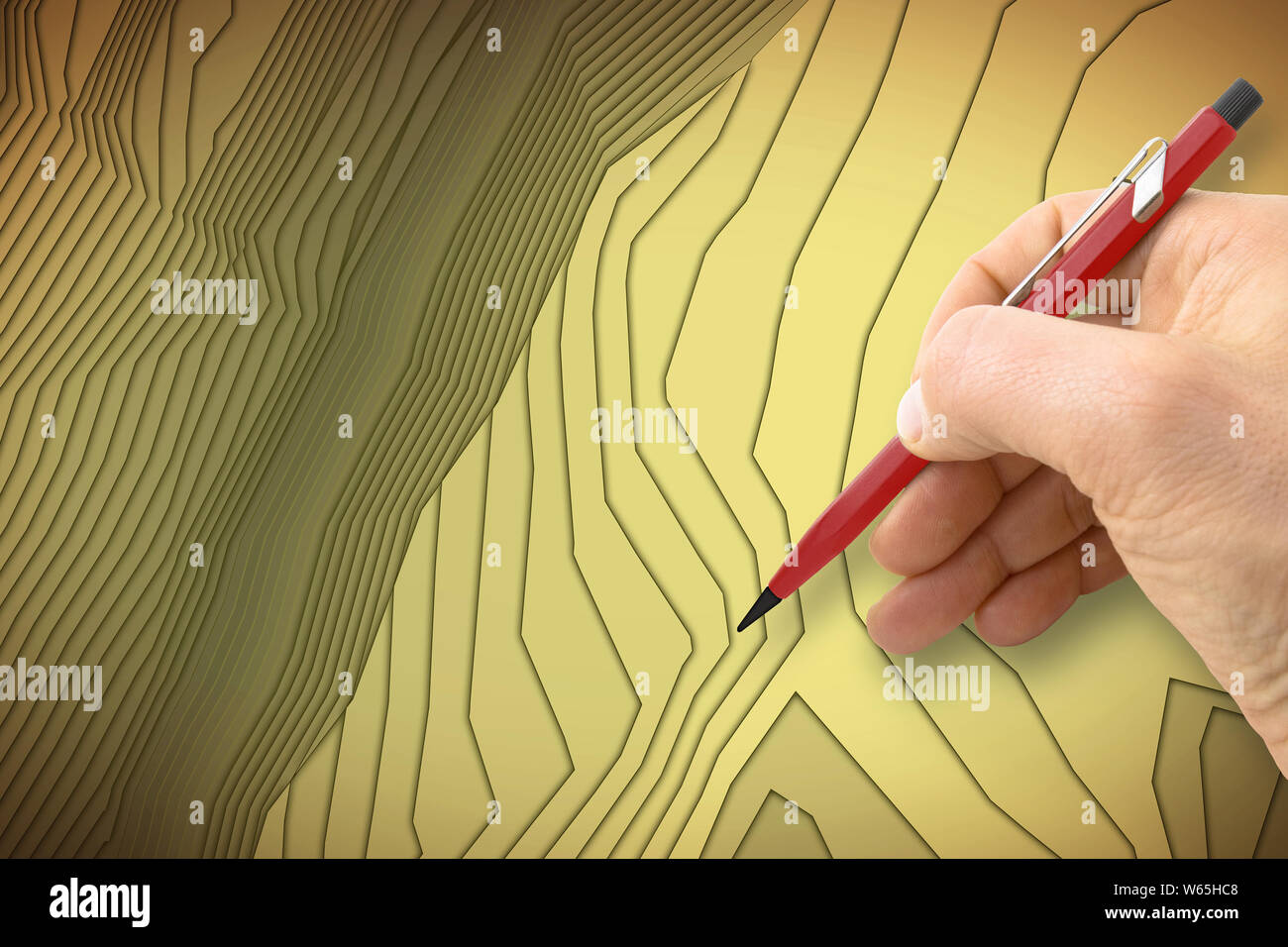 Hand drawing an imaginary cadastral map of territory - concept image ...