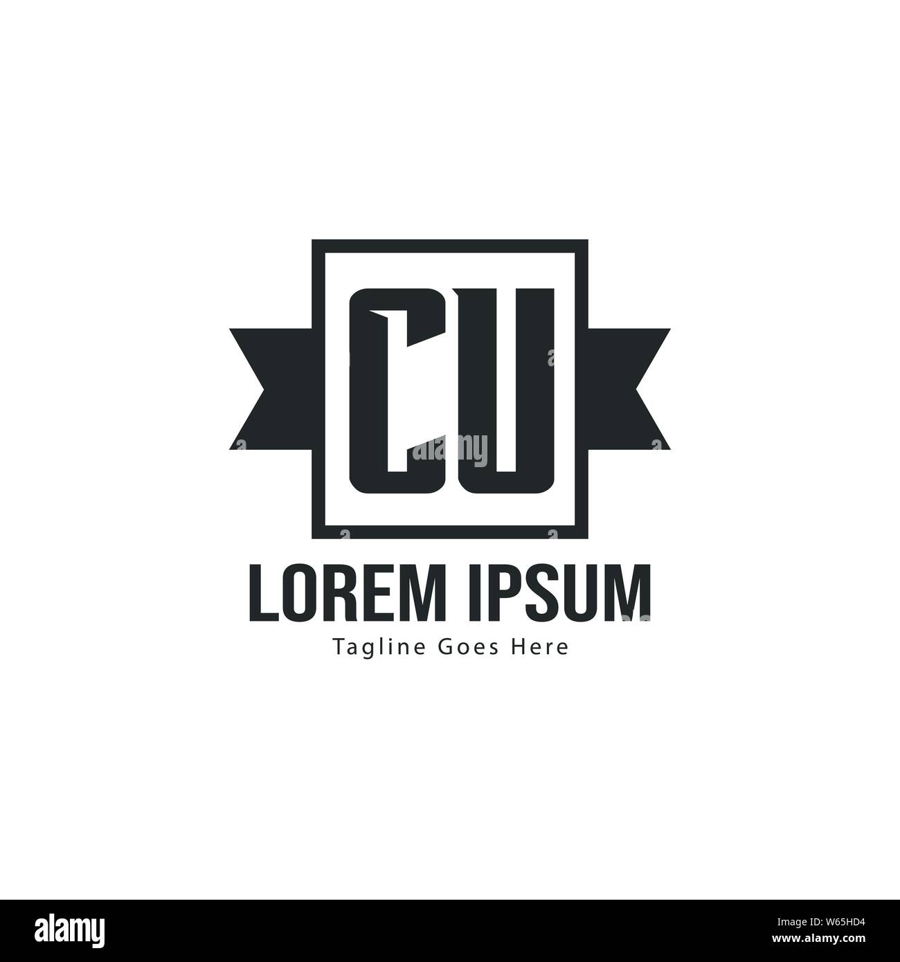 Initial CU logo template with modern frame. Minimalist CU letter logo ...