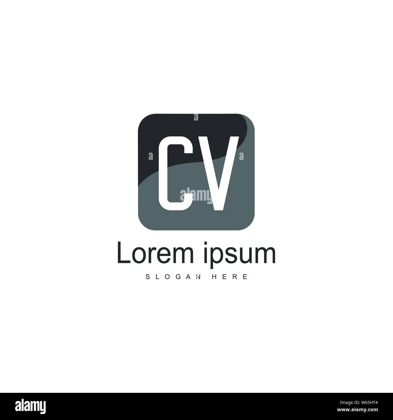 Initial CV logo template with modern frame. Minimalist CV letter logo ...