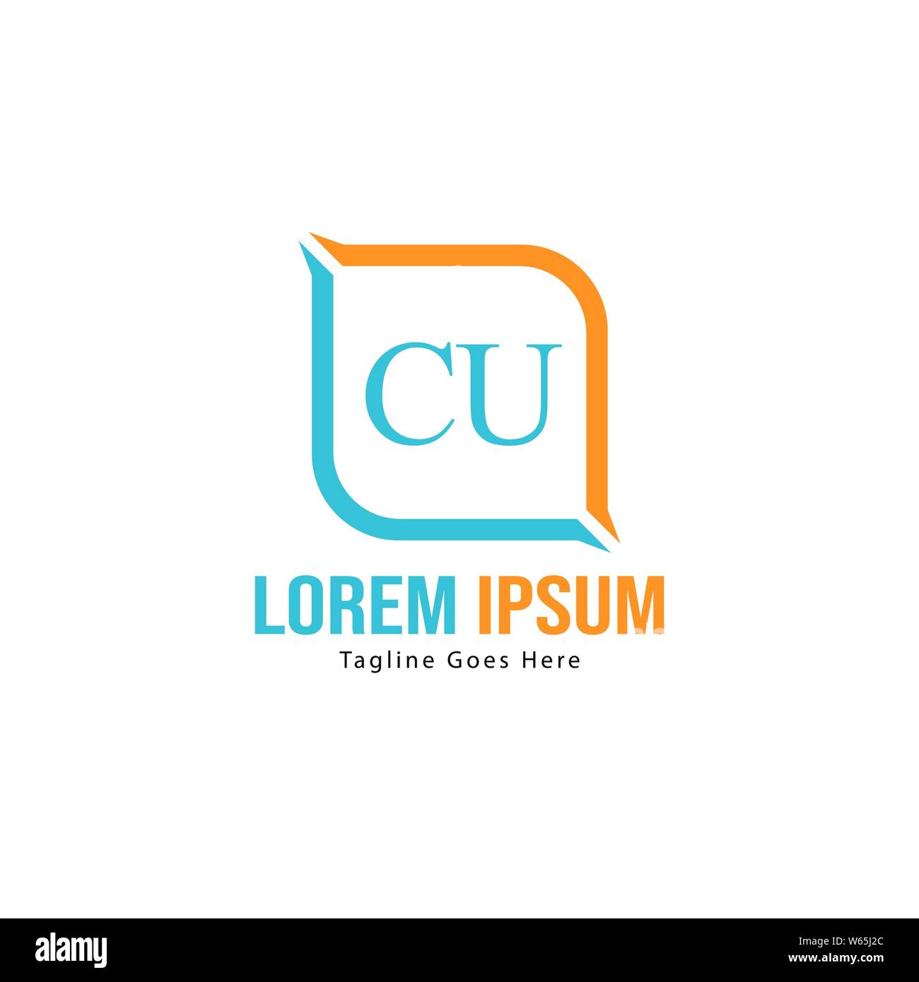 Initial CU logo template with modern frame. Minimalist CU letter logo ...