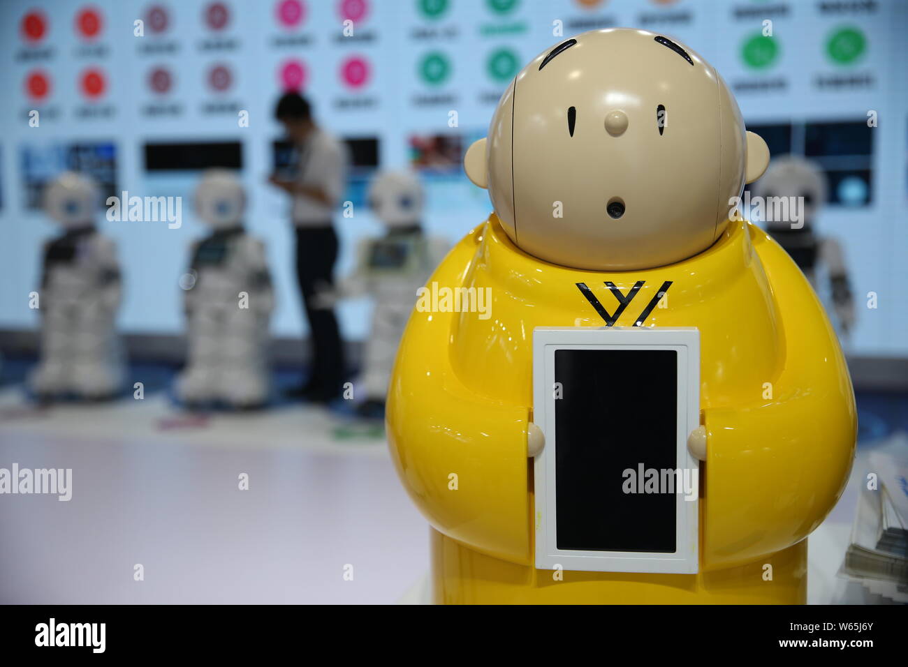 Robot monk Xian'er is on display during the World Robot Conference (WRC ...