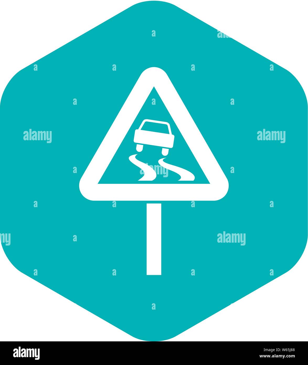 Slippery when wet road sign icon, simple style Stock Vector Image & Art ...