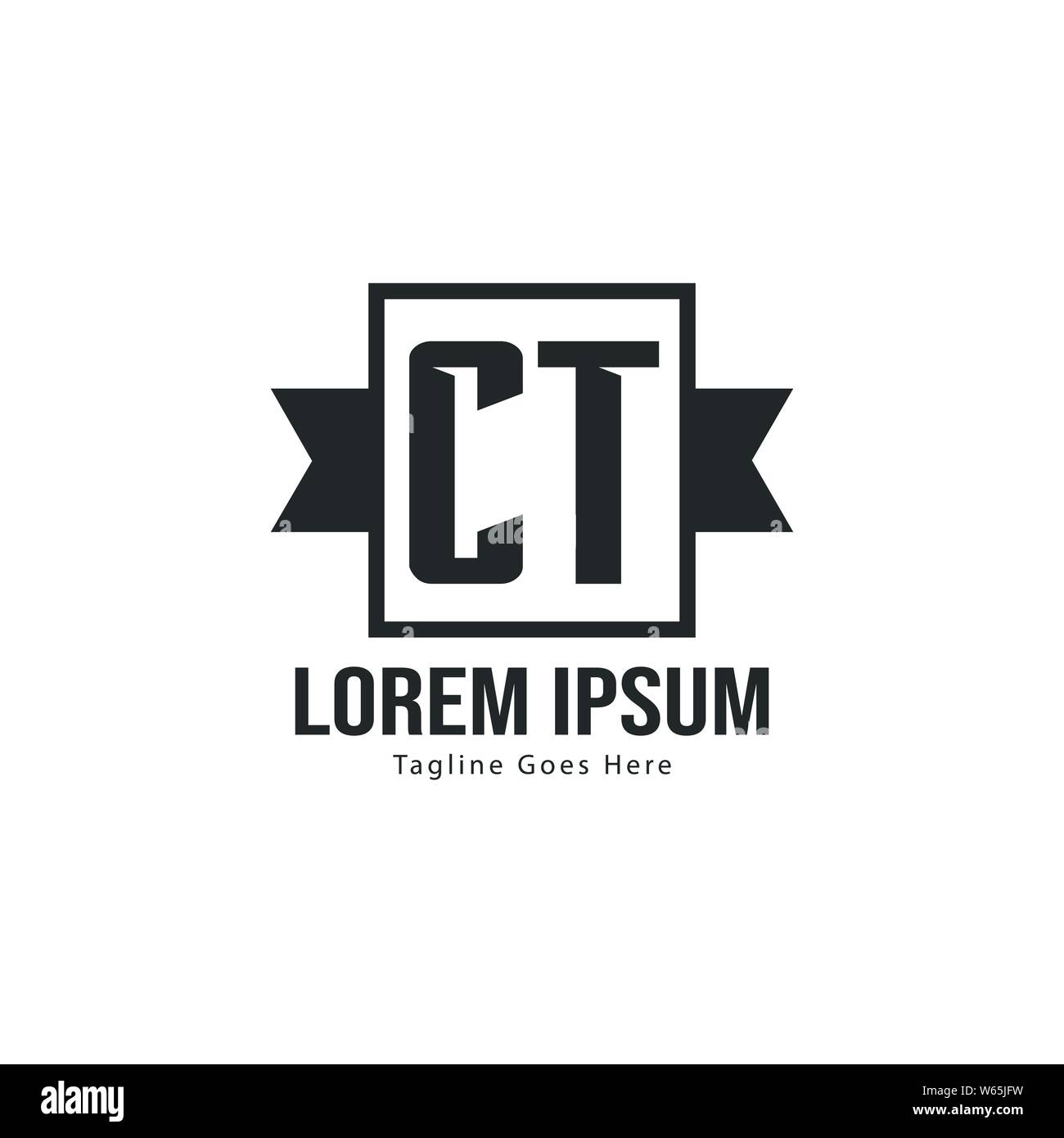 Initial CT logo template with modern frame. Minimalist CT letter logo vector illustration design ...
