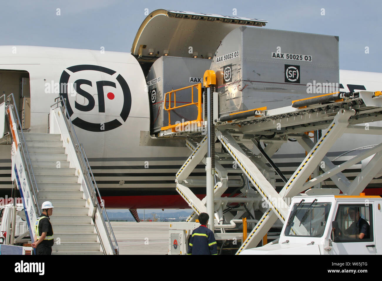 --FILE--A cargo jet of SF Airlines is pictured at the Yantai Penglai ...