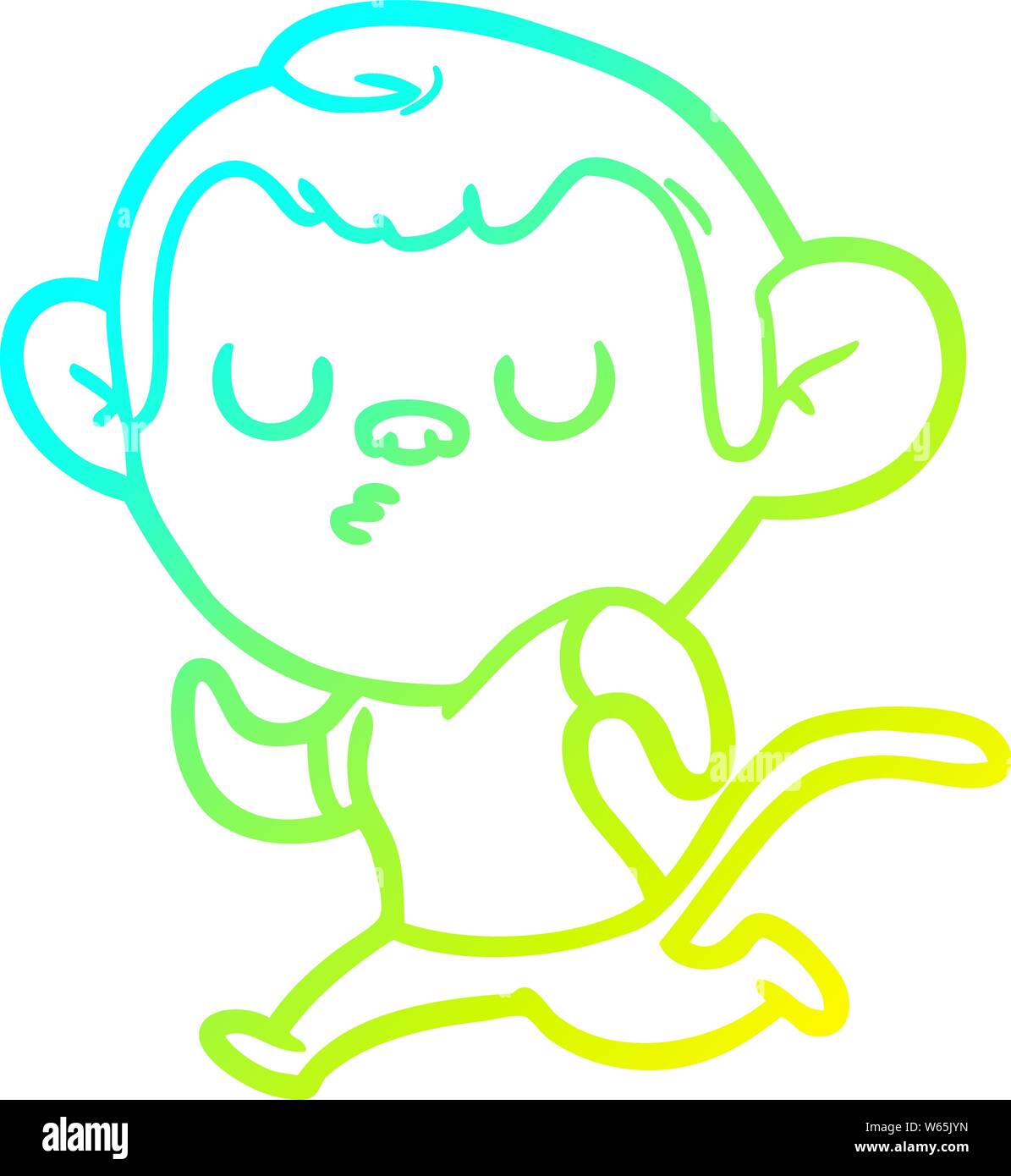 cold gradient line drawing of a cartoon monkey Stock Vector Image & Art ...