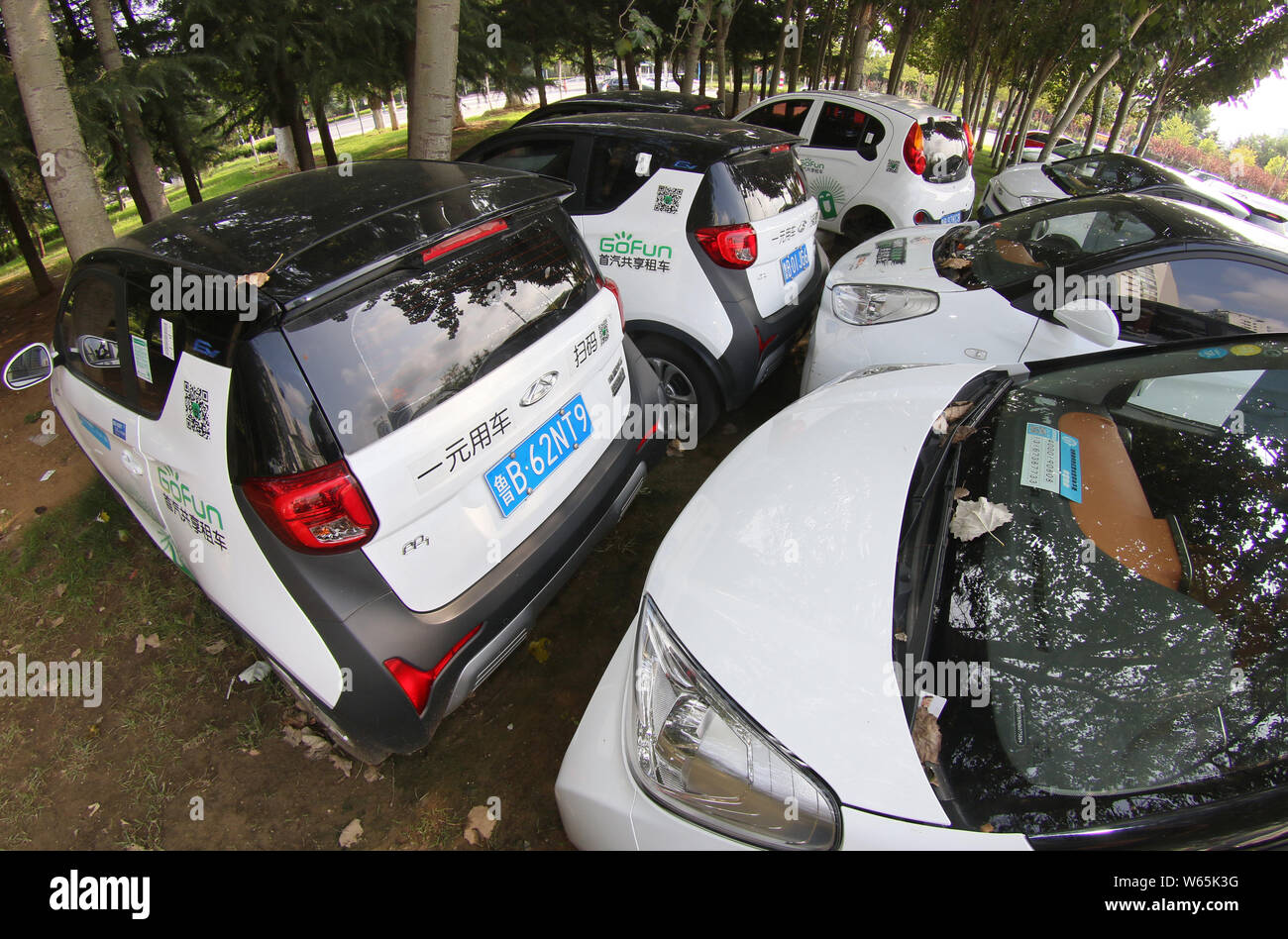 Broken and abandoned electric vehicle (EV) of Chinese car-sharing ...