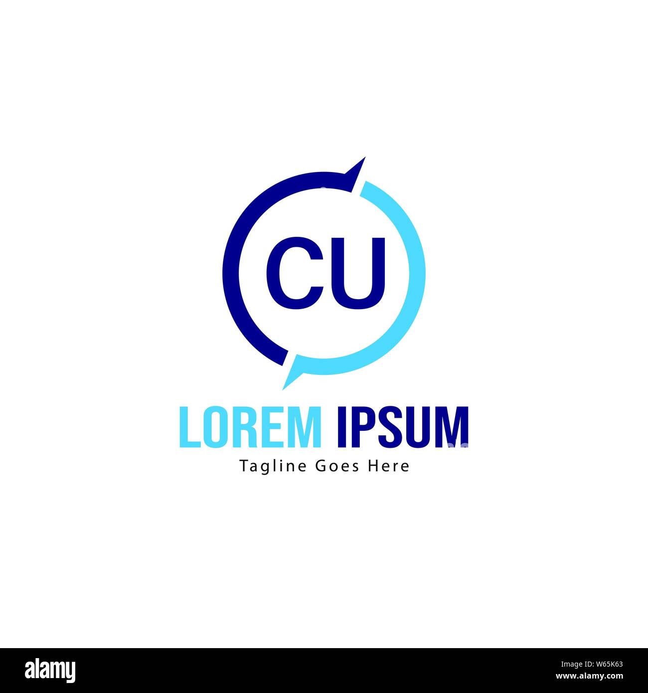 Initial CU logo template with modern frame. Minimalist CU letter logo ...