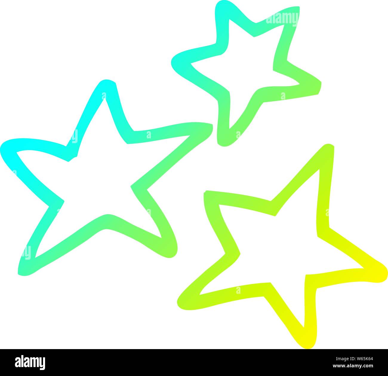 cold gradient line drawing of a cartoon yellow stars Stock Vector Image ...