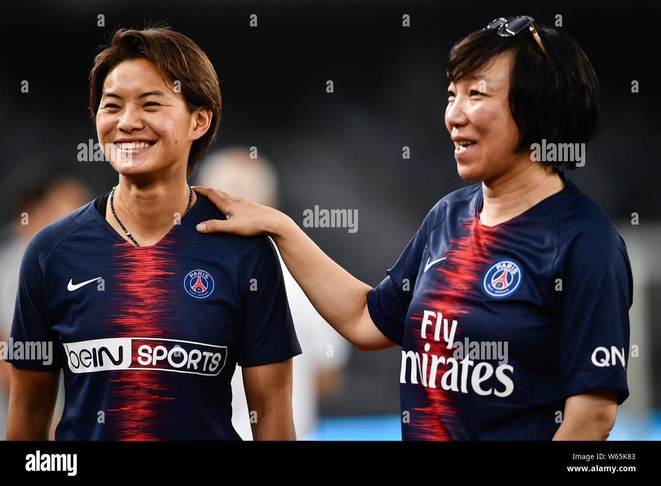 Chinese Women's National Team footballer Wang Shuang, left, and Sun Wen ...