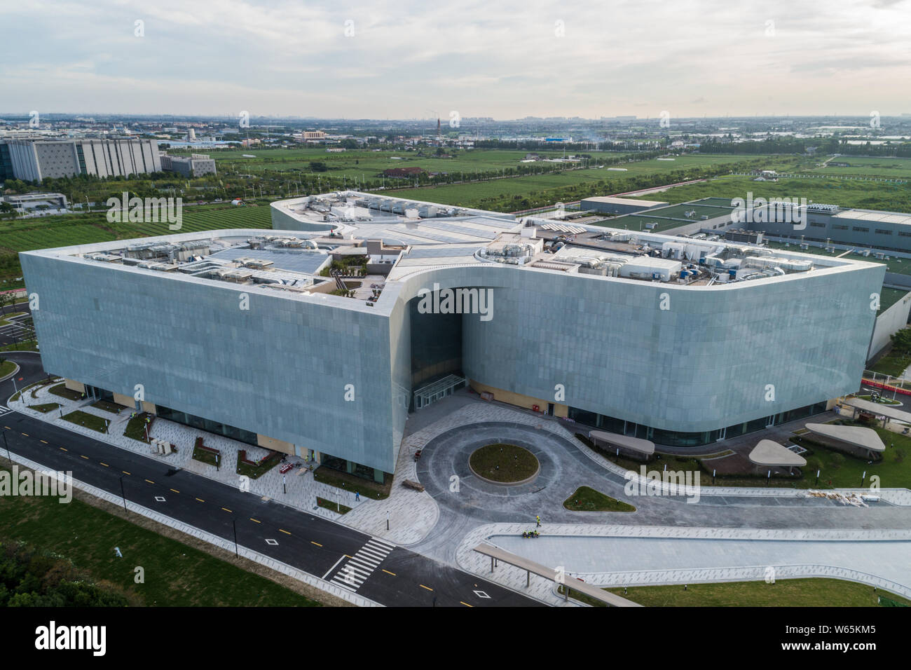 An aerial view of Volvo's Asia-Pacific headquarters building next to ...