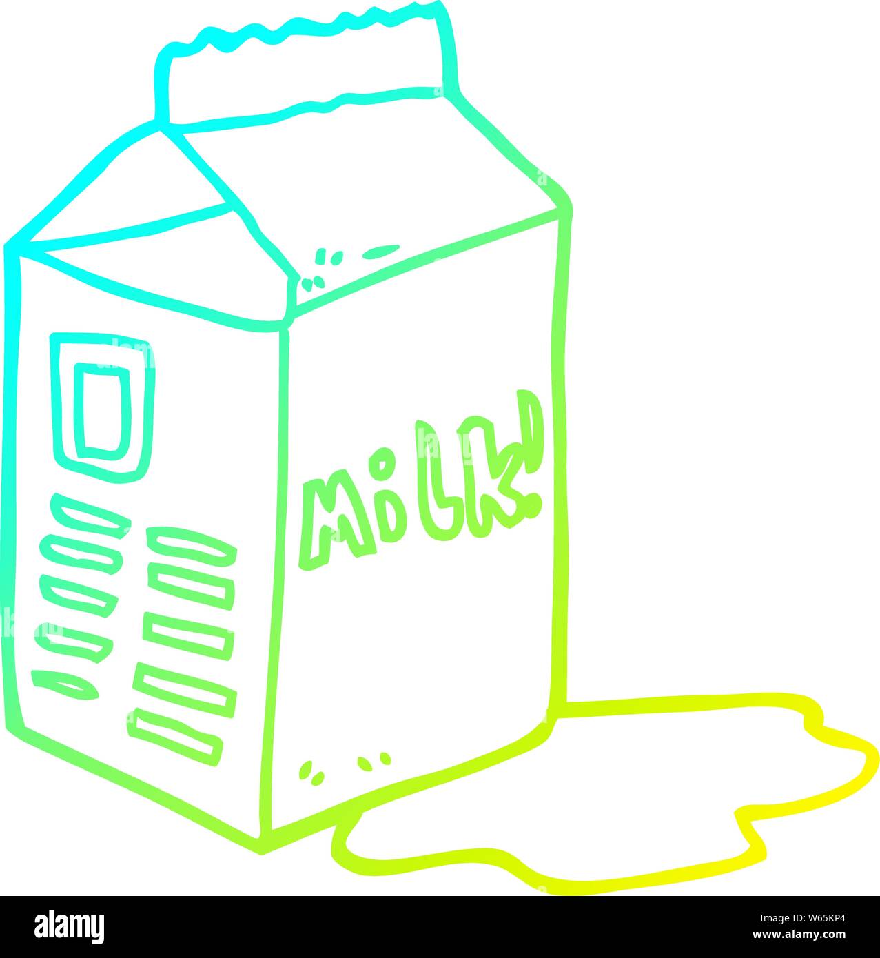 cold gradient line drawing of a cartoon milk carton Stock Vector Image ...