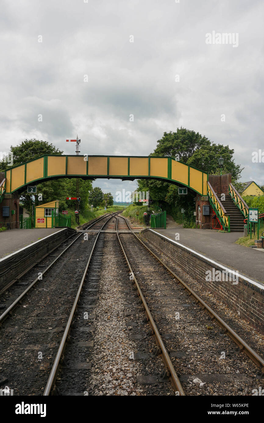 Ropley, Alresford / UK - May 27 2019: A photo of a bridge over tracks ...