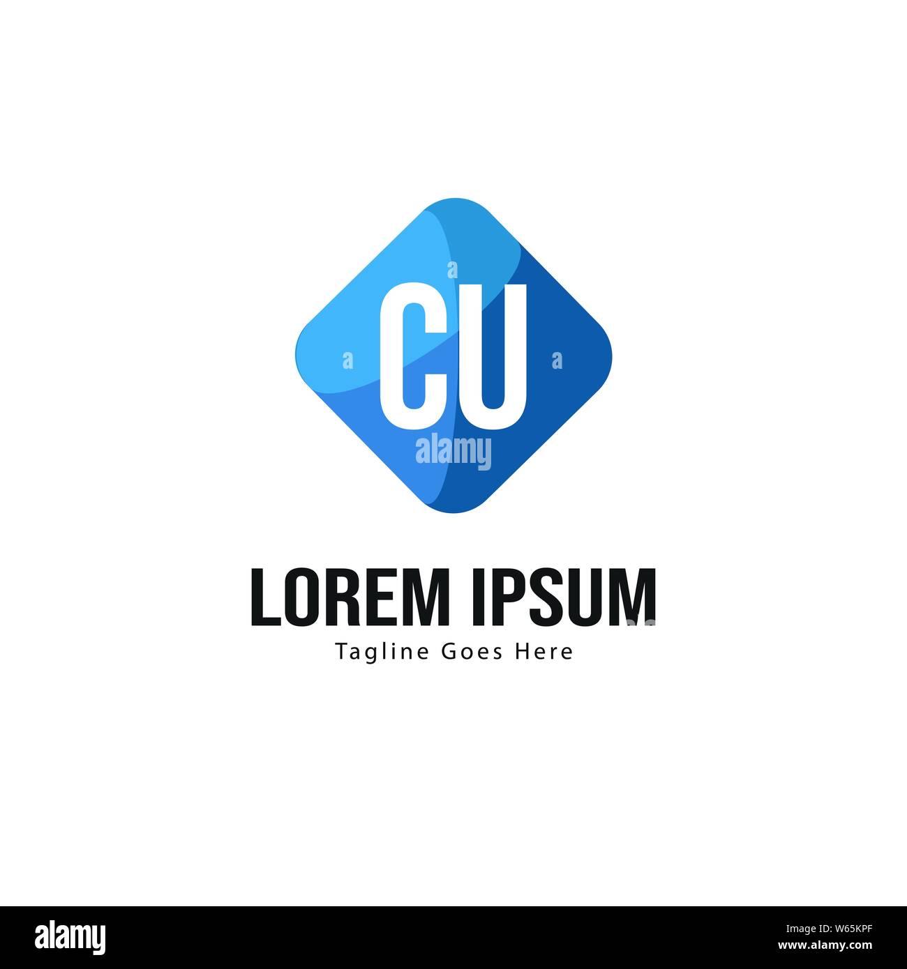 Initial CU logo template with modern frame. Minimalist CU letter logo ...