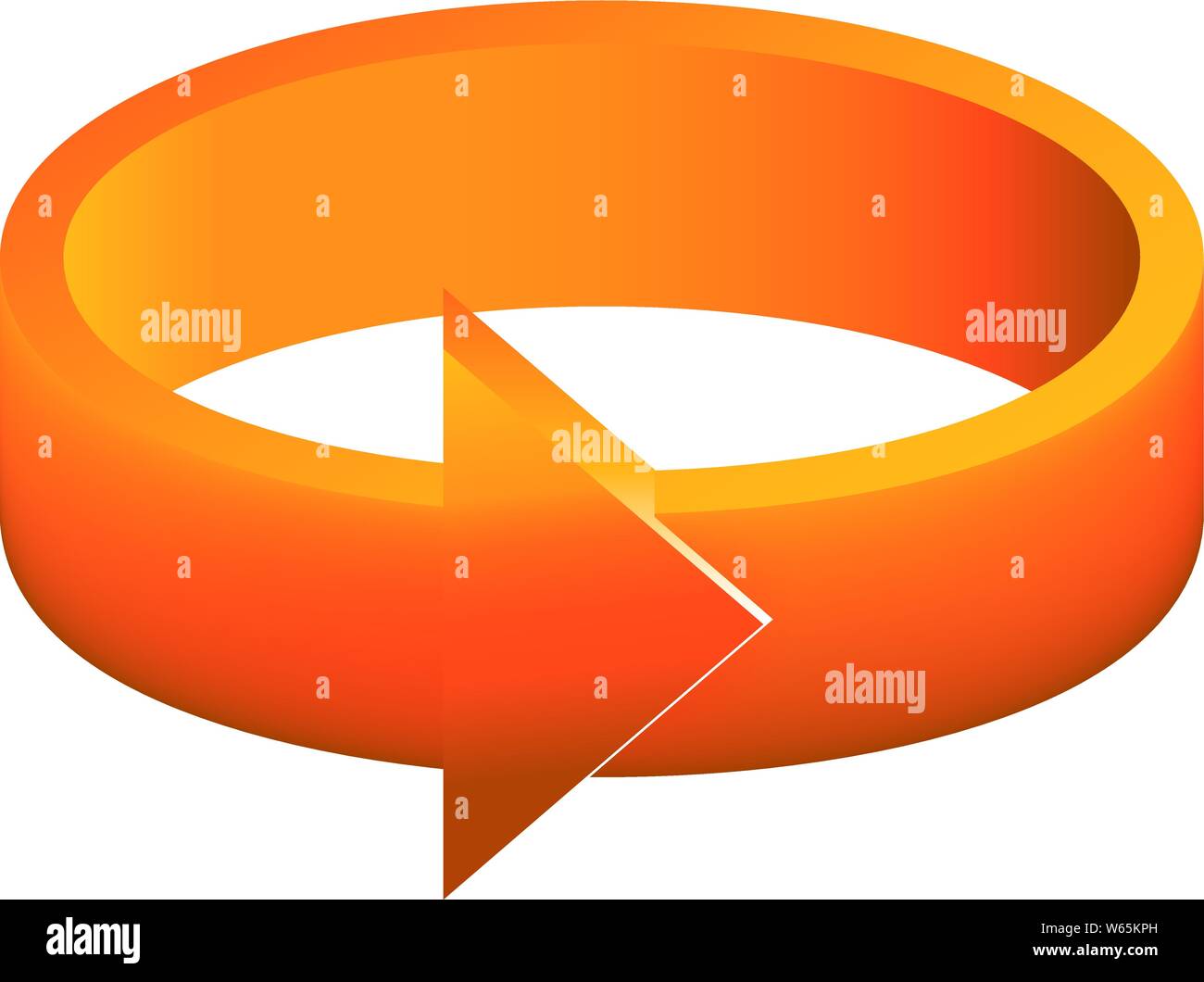 Vector illustration. Three dimensions ring arrow with circular path ...