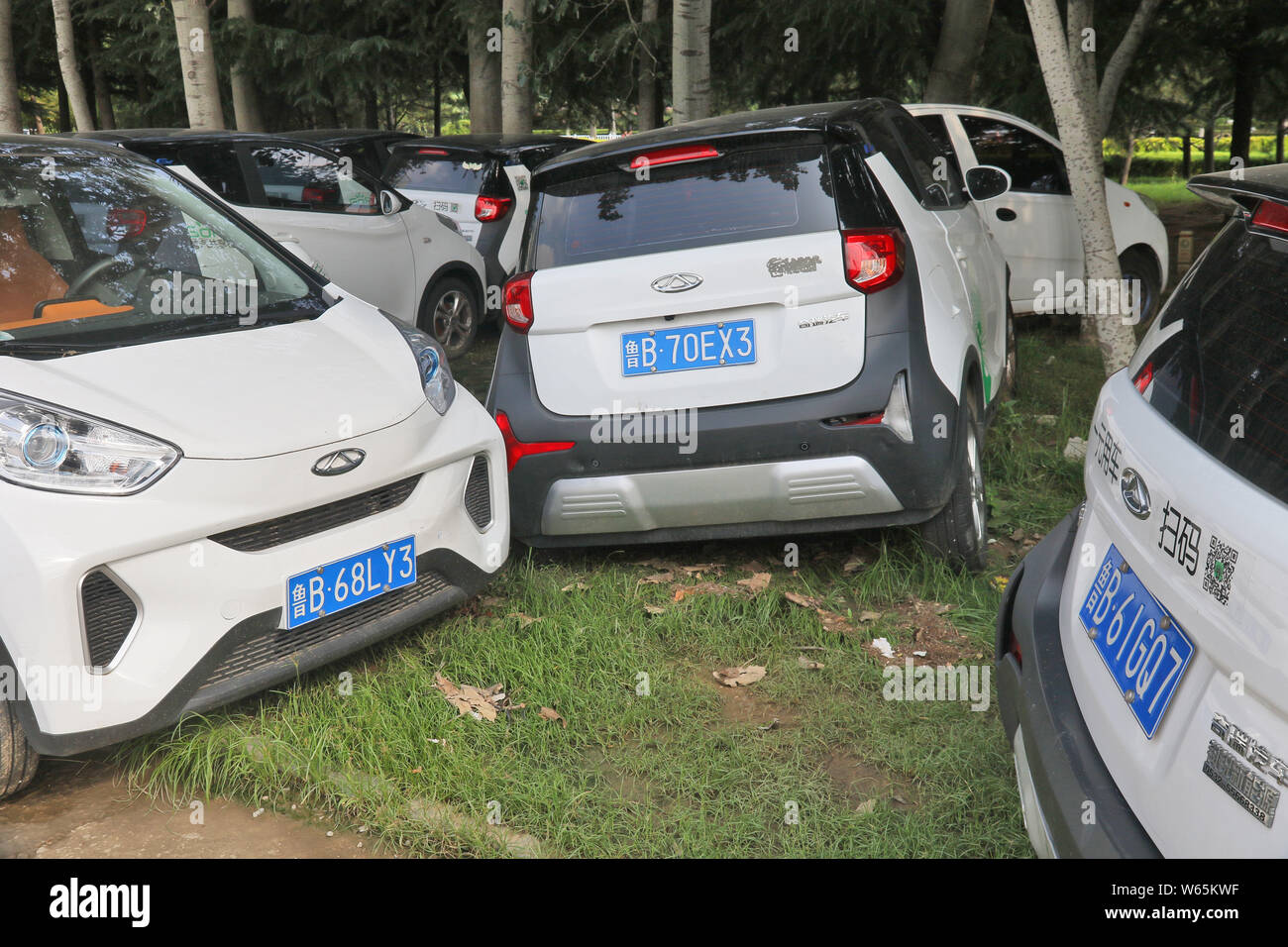 Broken and abandoned electric vehicle (EV) of Chinese car-sharing ...