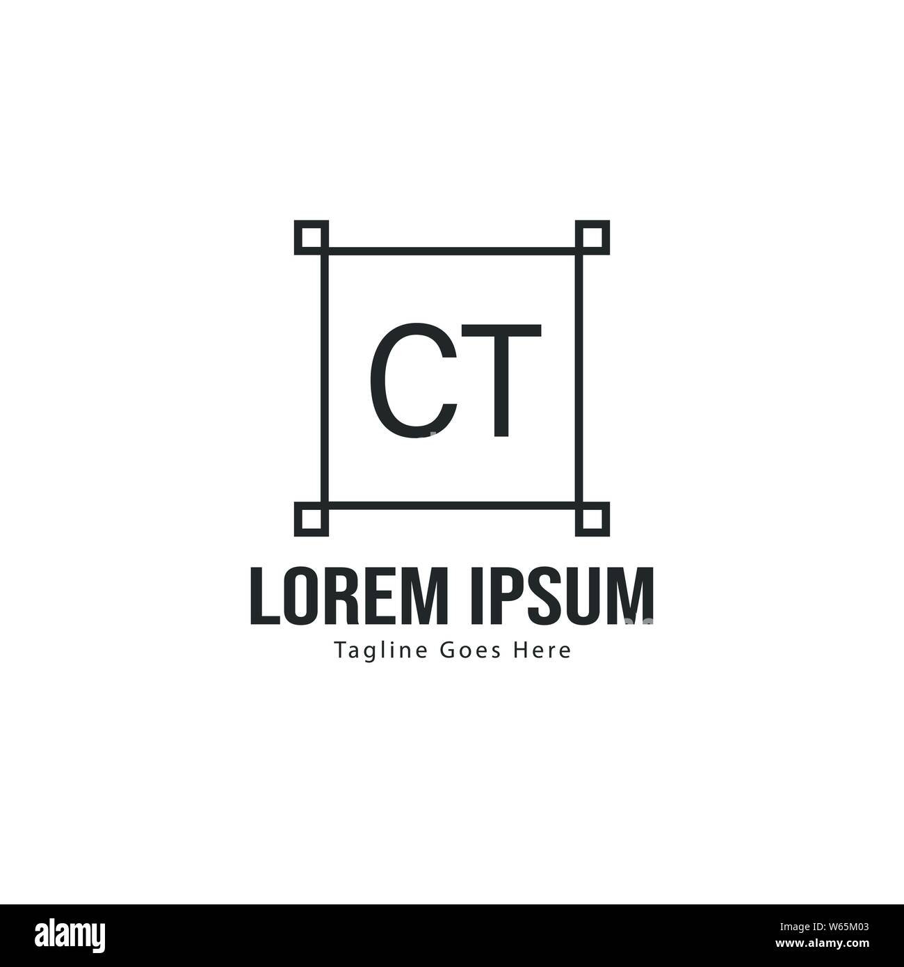Initial CT logo template with modern frame. Minimalist CT letter logo ...