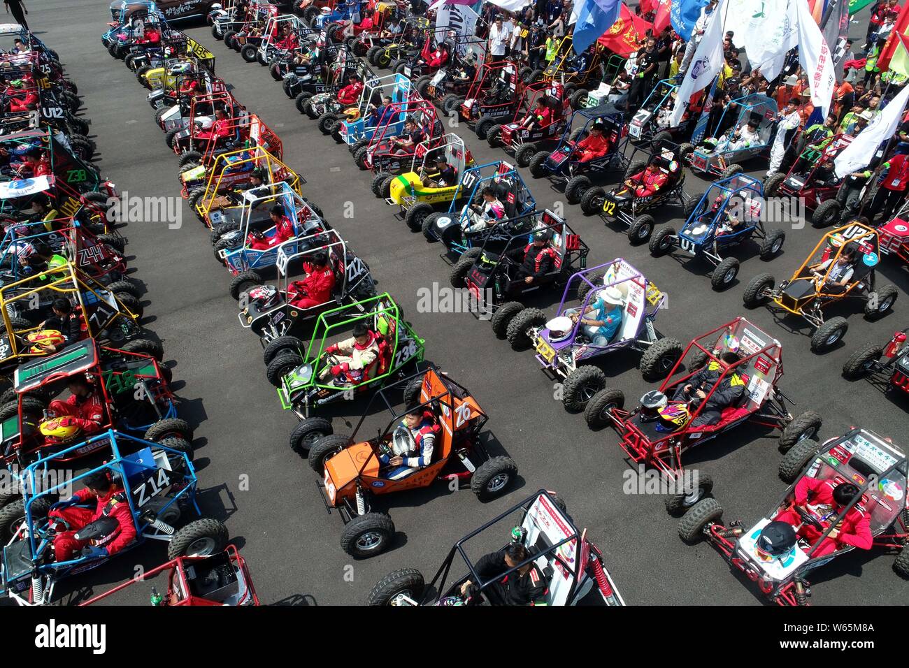 Aerial view of racing cars during the 2018 Baja SAE China (BSC 2018) in ...