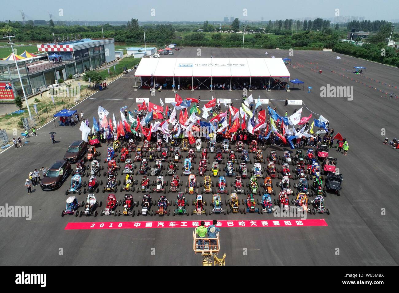 Aerial view of racing cars during the 2018 Baja SAE China (BSC 2018) in ...
