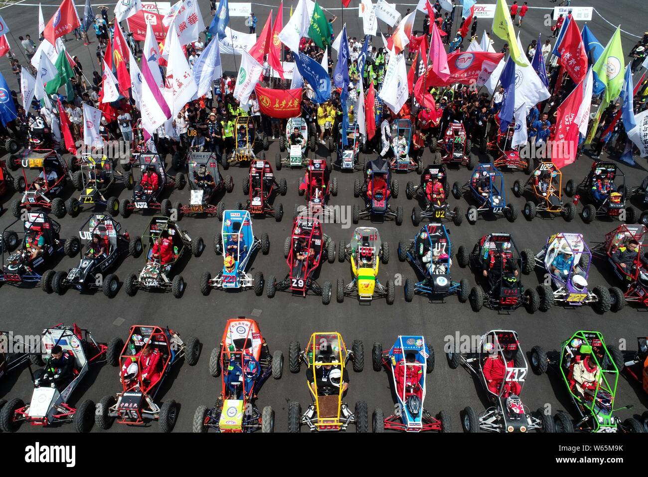 Aerial view of racing cars during the 2018 Baja SAE China (BSC 2018) in ...