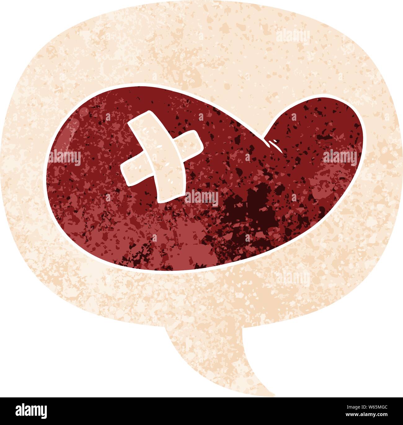 cartoon injured gall bladder with speech bubble in grunge distressed ...