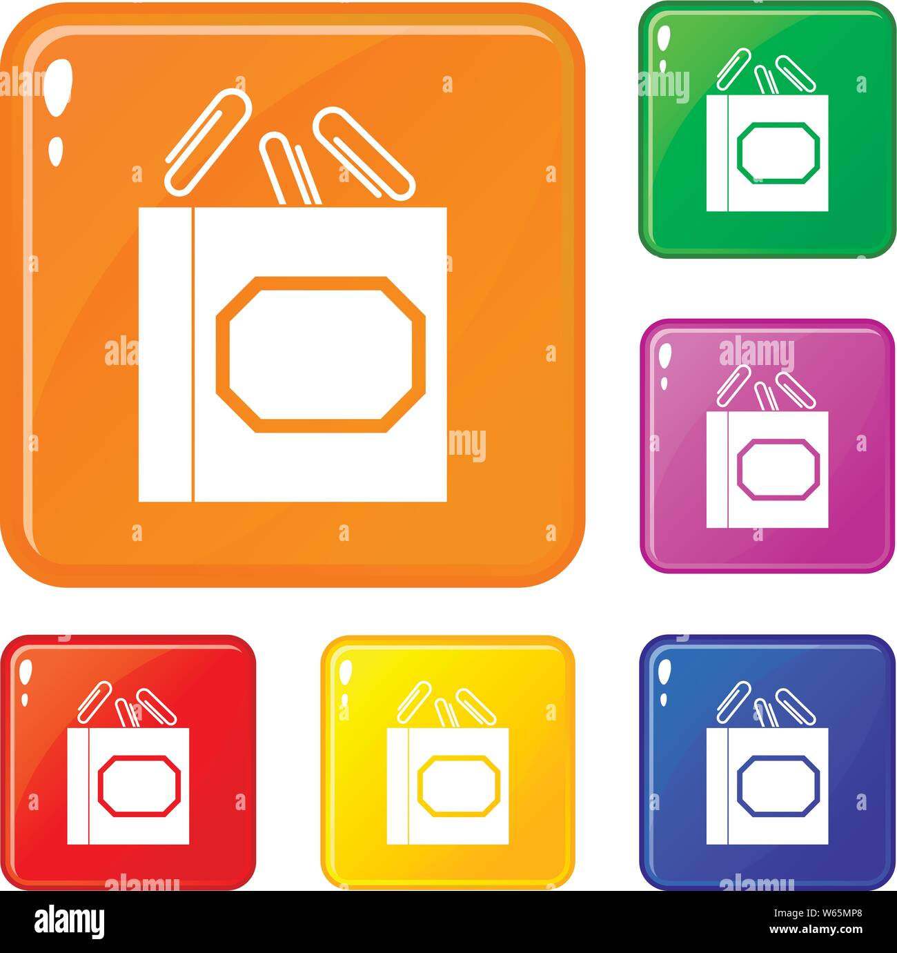 Paper clips box icons set vector color Stock Vector Image & Art - Alamy