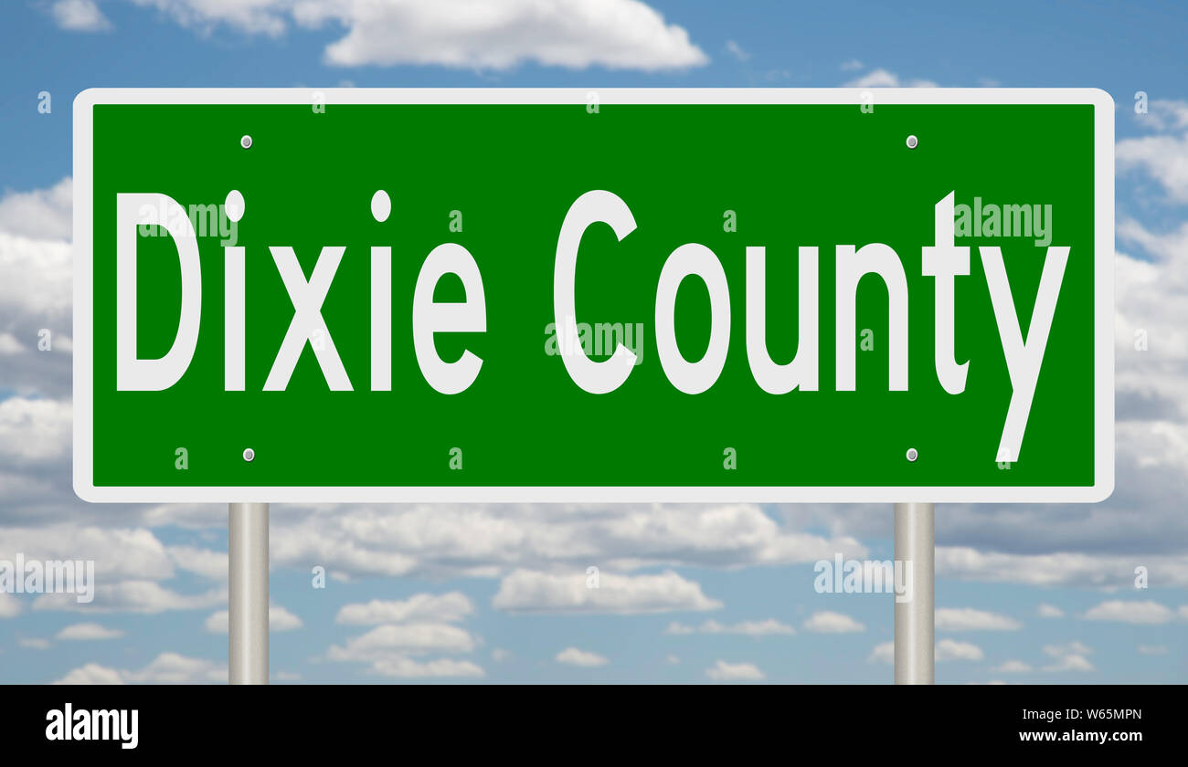 Rendering of a green highway sign for Dixie County Stock Photo - Alamy