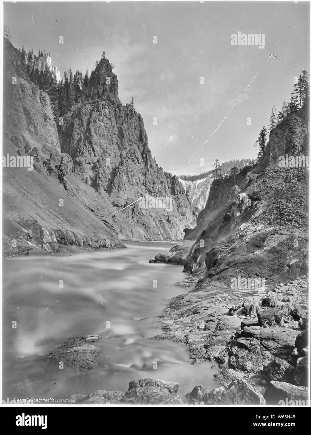 Grand Canyon of the Yellowstone from the foot of the lower falls ...