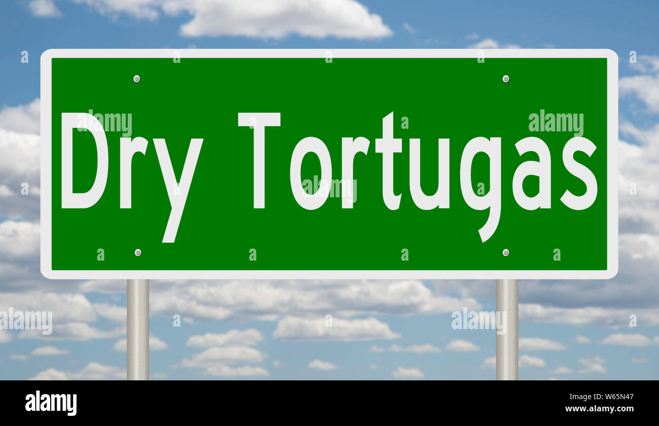 Rendering of a green highway sign for Dry Tortugas Florida Stock Photo ...