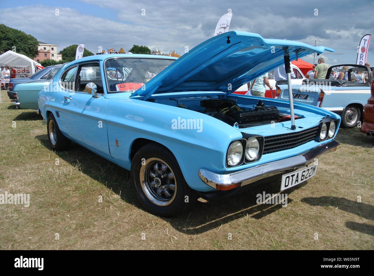 A 1973 Ford Capri Mk1 parked up display at the English Riviera classic ...