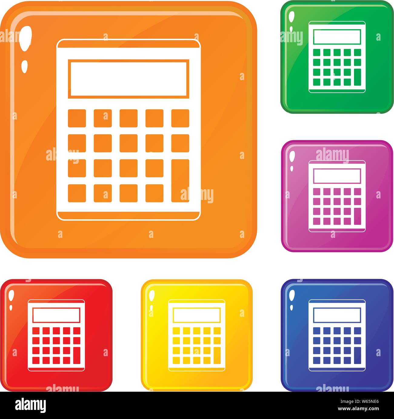 Office, school electronic calculator icons set vector color Stock ...