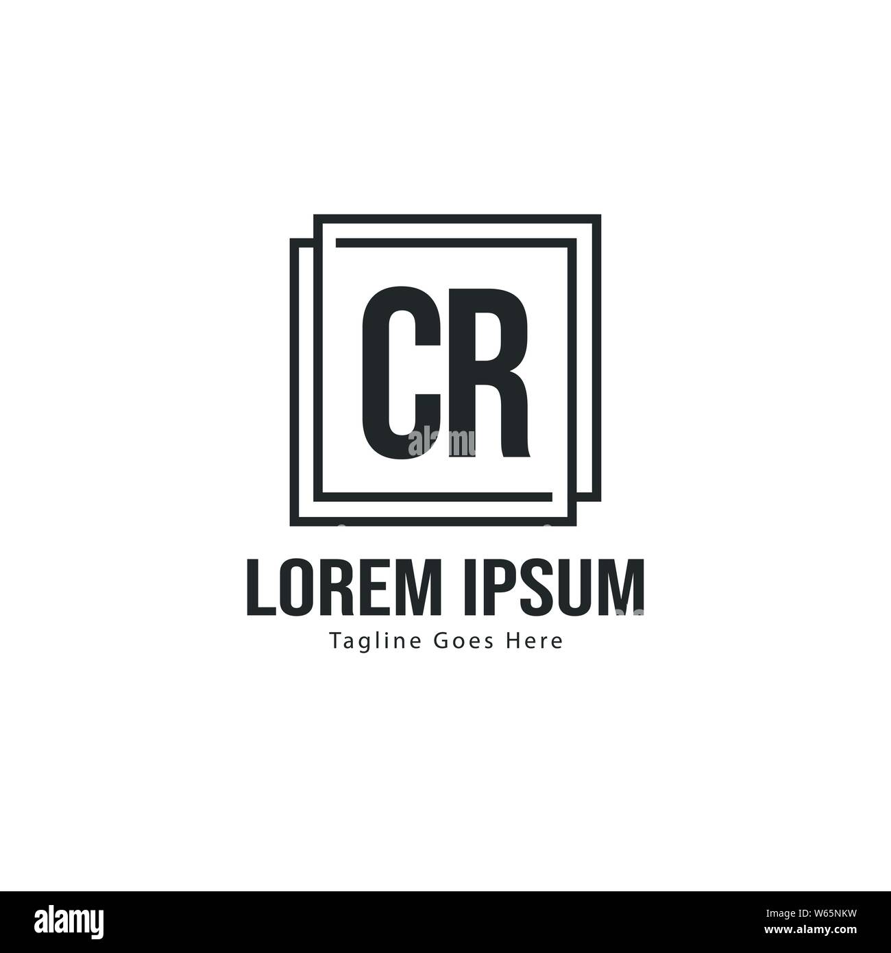 Initial CR logo template with modern frame. Minimalist CR letter logo ...