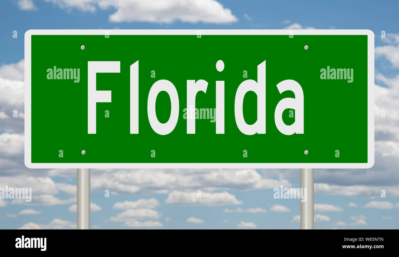 Rendering of a green highway sign for Florida Stock Photo - Alamy